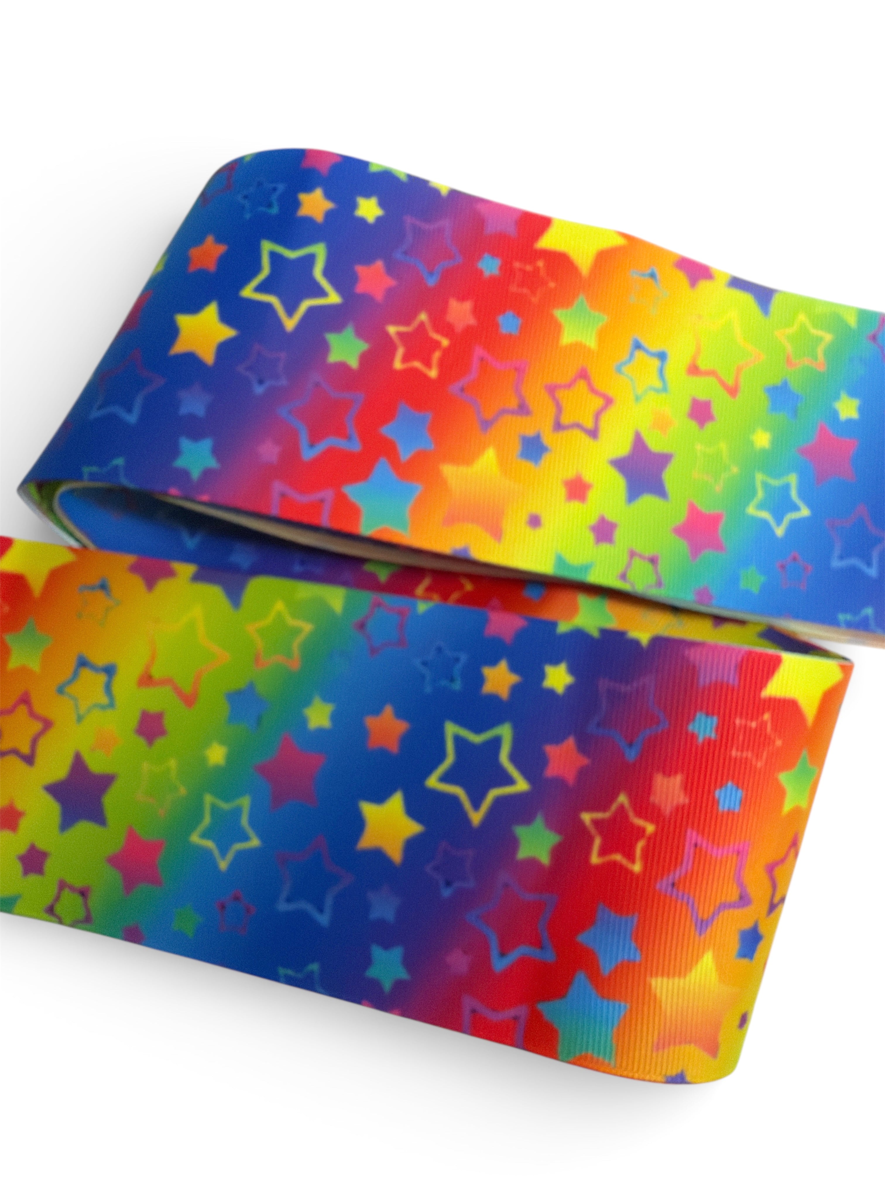 7.5cm Colorful Neon Stars Ribbon 1 yard – craftysupply