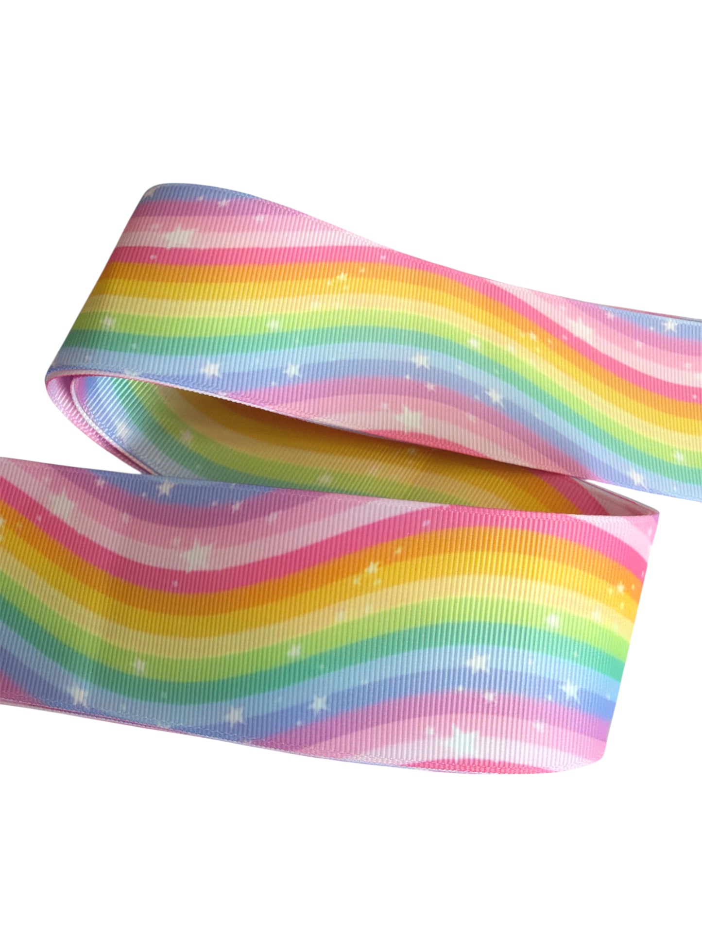 5cm Wavy Rainbow with Stars Ribbon 1 yard – craftysupply